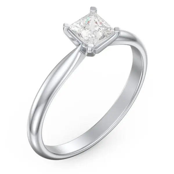 Jewlr 1/2 Ct. Princess Gemstone Engaget Ring With Tapered Band