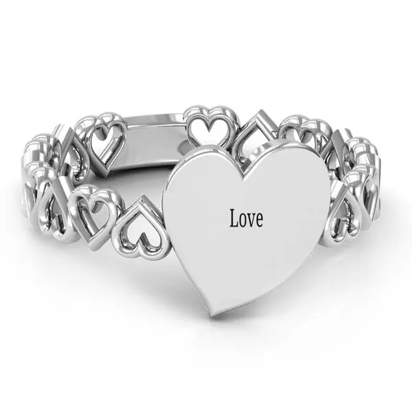Jewlr Engravable Cut Out Hearts Ring