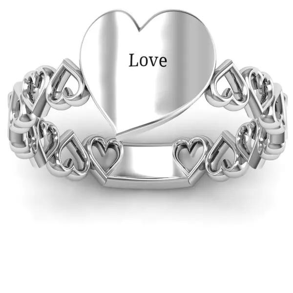Jewlr Engravable Cut Out Hearts Ring
