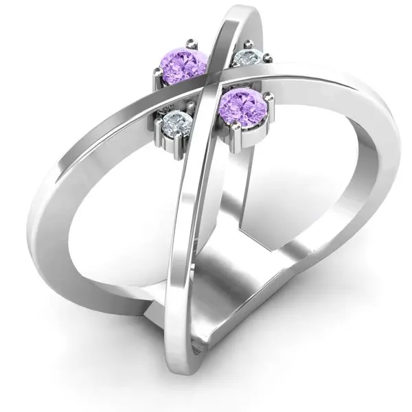 Jewlr 4 Stone Crossover Ring