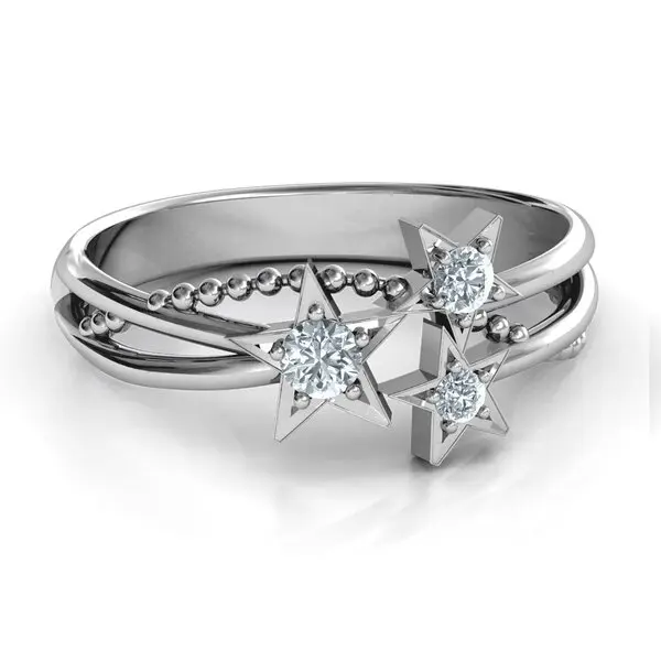 Jewlr Twinkling Starlight Ring - Sterling Silver