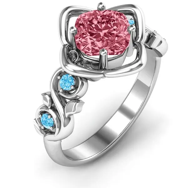 Jewlr Cushion On Flowers Ring