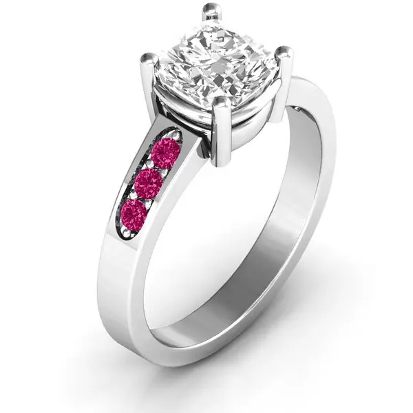 Jewlr Cushion Cut Solitaire With Accents Ring