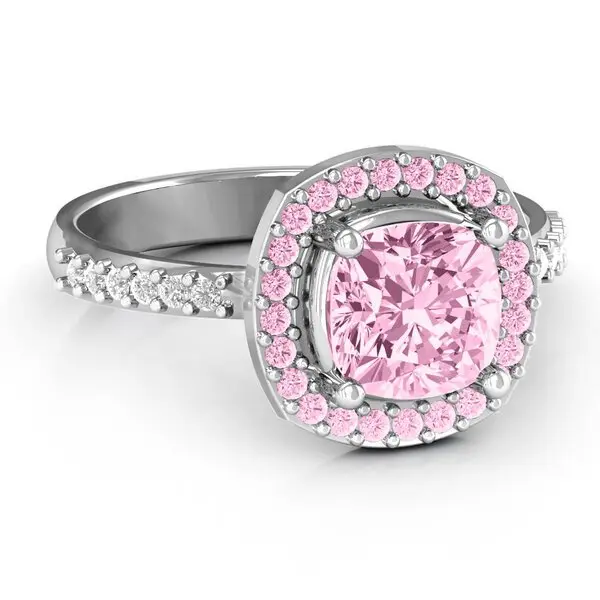 Jewlr Cushion Cut Statet Ring With Halo