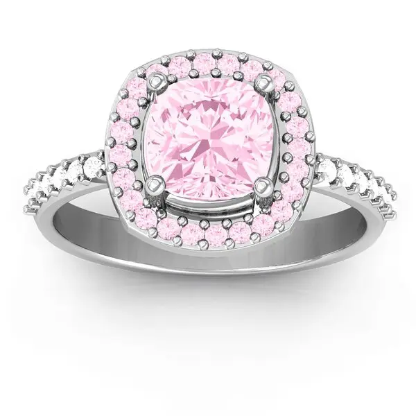 Jewlr Cushion Cut Statet Ring With Halo