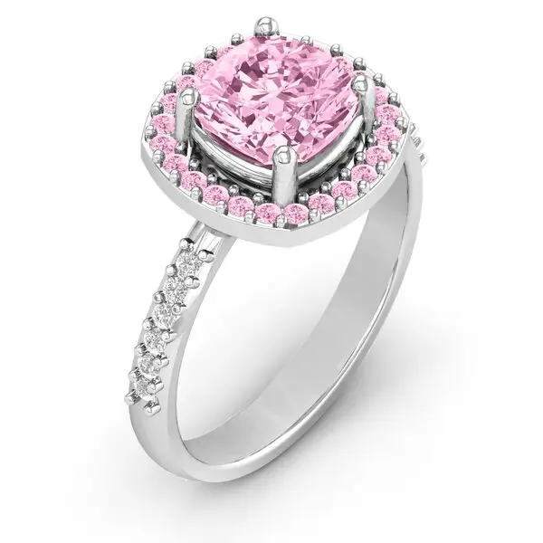 Jewlr Cushion Cut Statet Ring With Halo