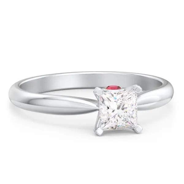 Jewlr 1/2 Ct. Princess Gemstone Peek-a-boo Engagement Ring With Tapered Band - Sterling Silver