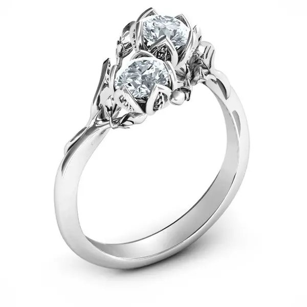 Jewlr Be-leaf In Love Double Gemstone Floral Ring