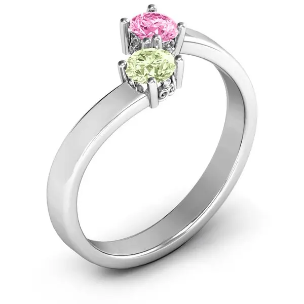 Jewlr Two Stone Ring With Filigree Settings