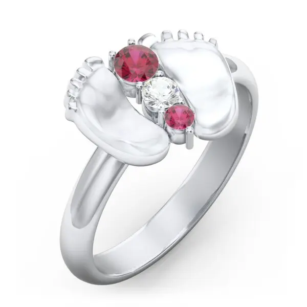 Jewlr Baby Feet Birthstone Ring