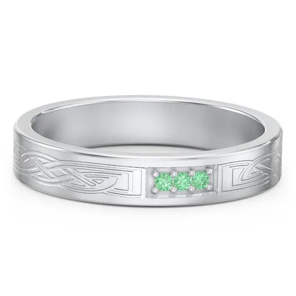 Jewlr Celtic Trinity Knot Wedding Band With Accents