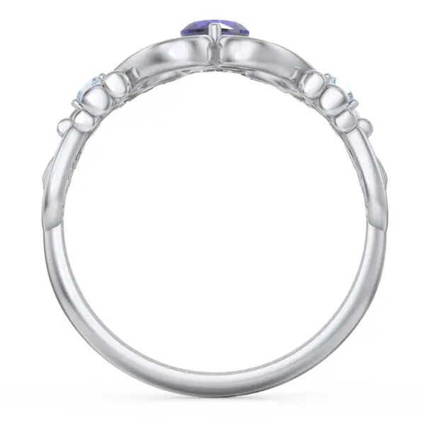 Jewlr Baby Footprints Ring With Heart Cut Gemstone And Accents