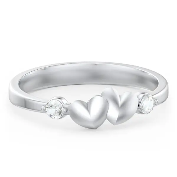 Jewlr Heart-to-heart Ring With Accent Stones