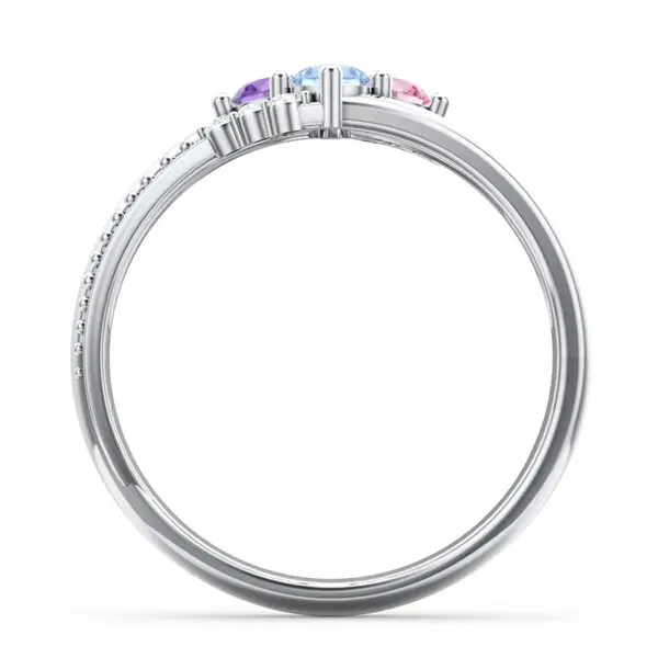 Jewlr Engravable Triple Band Gemstone Ring With Accents
