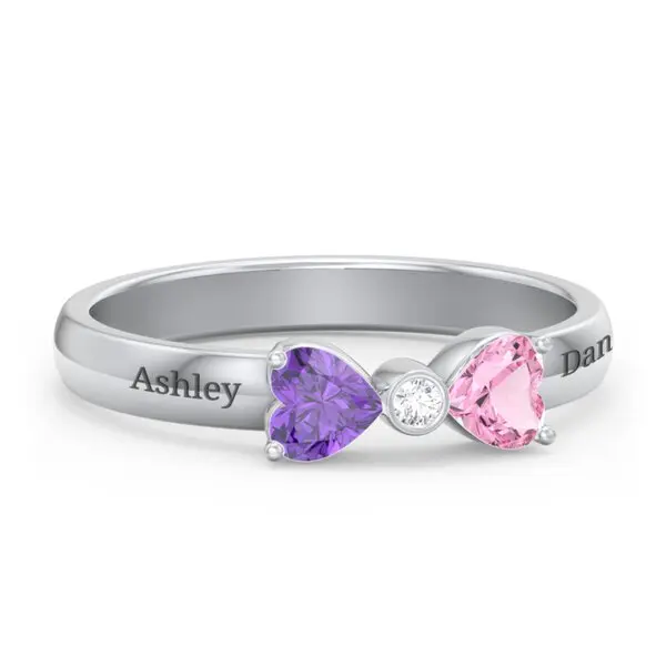 Jewlr Birthstone Bow Ring With Bezeled Accent