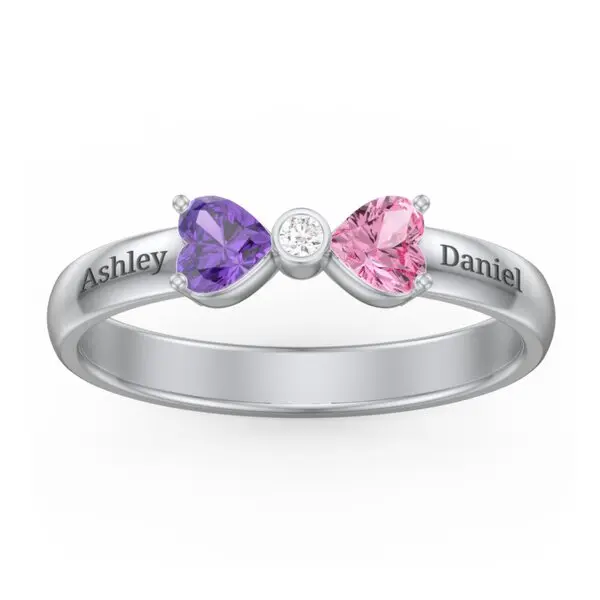 Jewlr Birthstone Bow Ring With Bezeled Accent