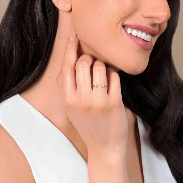 Jewlr Open Cuff Ring With Accents