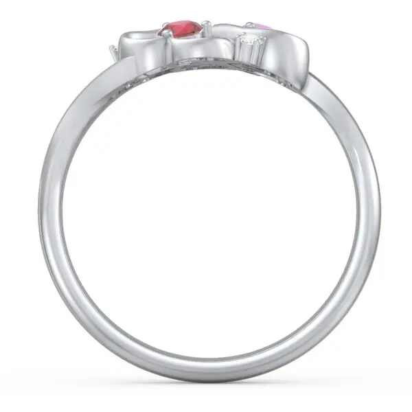 Jewlr Engravable Intertwined Triple Heart Ring With Gemstones