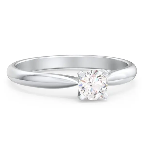 Jewlr 1/3 Ct. Round Gemstone Engaget Ring With Tapered Band