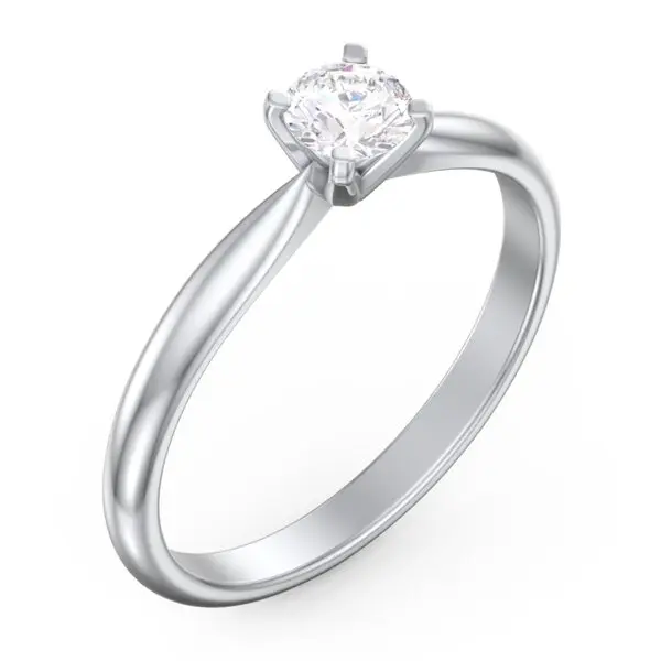 Jewlr 1/3 Ct. Round Gemstone Engaget Ring With Tapered Band