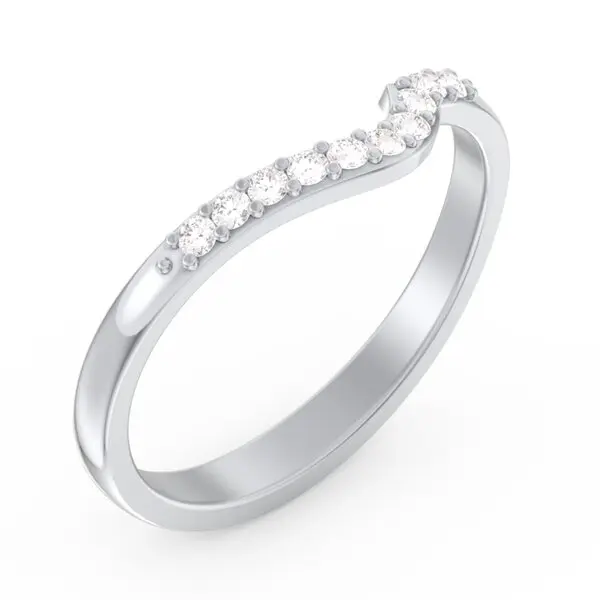 Jewlr Curved Asymmetrical Wedding Band With Accents
