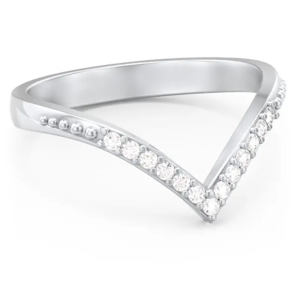Jewlr Deep-v Wedding Band With Milgrain And Accents