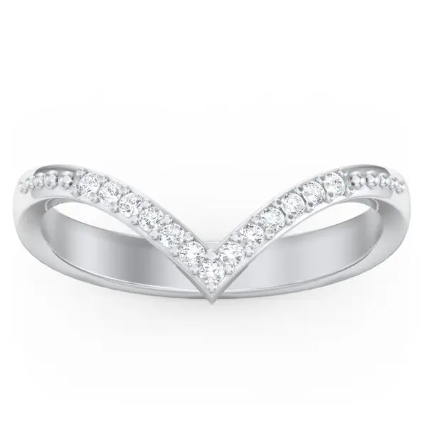 Jewlr Deep-v Wedding Band With Milgrain And Accents