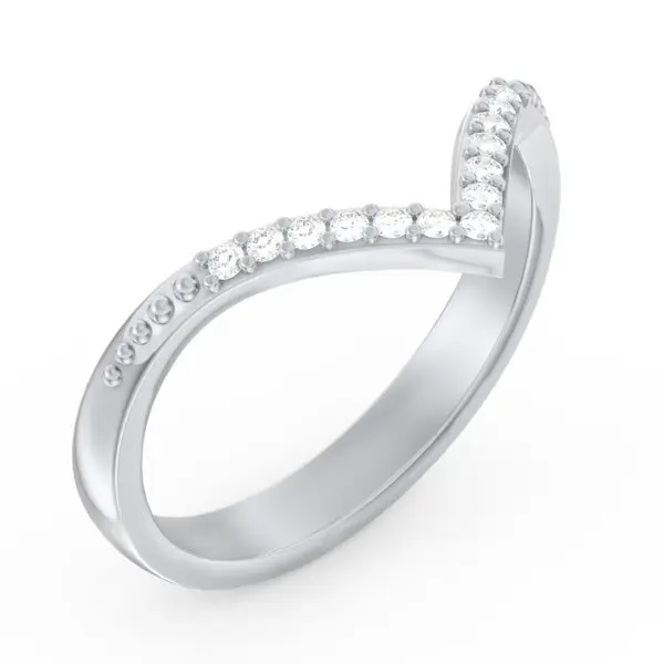 Jewlr Deep-v Wedding Band With Milgrain And Accents