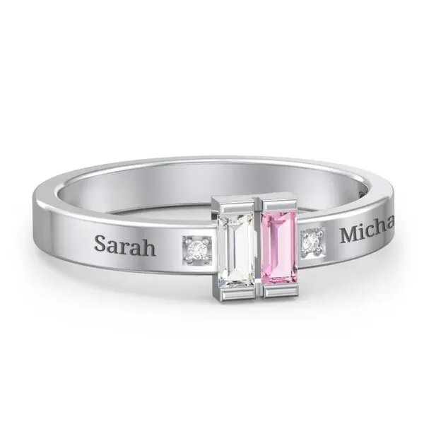 Jewlr Baguette Birthstone Ring With Accents