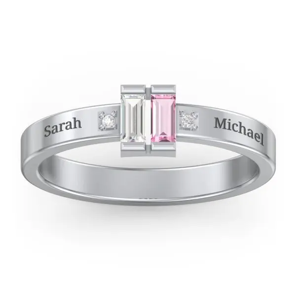 Jewlr Baguette Birthstone Ring With Accents