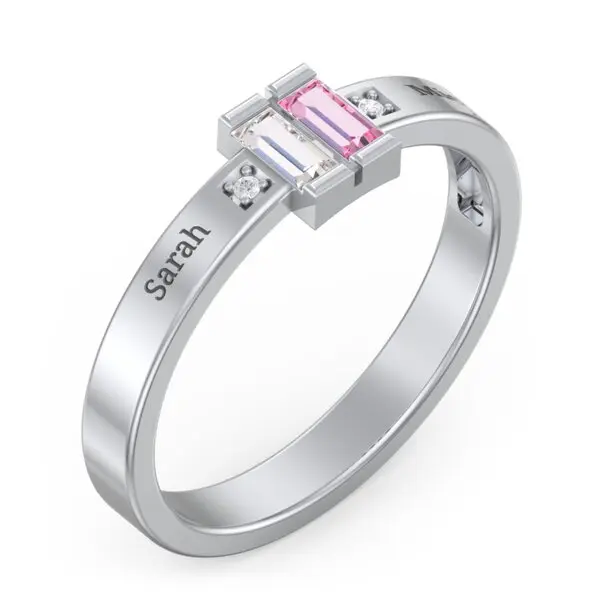 Jewlr Baguette Birthstone Ring With Accents