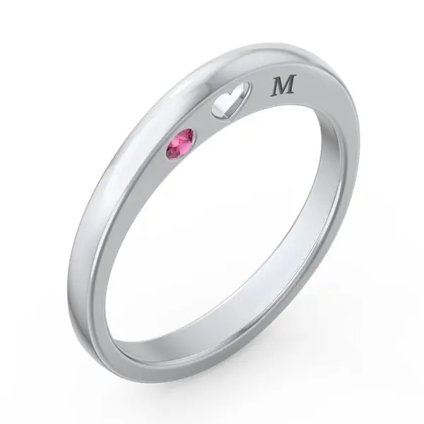 Jewlr Peekaboo Birthstone Ring With Heart Cut Out