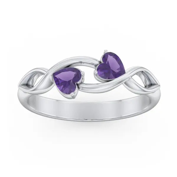 Jewlr Heavenly Hearts Ring With Heart Birthstones