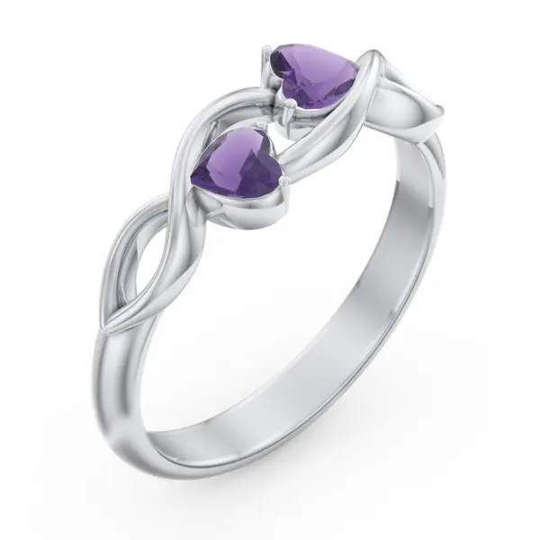 Jewlr Heavenly Hearts Ring With Heart Birthstones