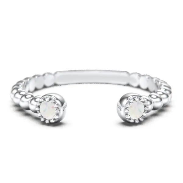 Jewlr Beaded Ball Open Cuff Ring With Gemstones