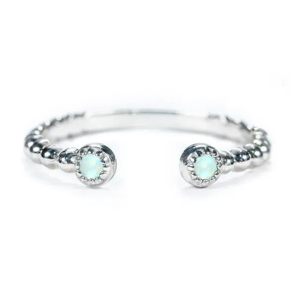 Jewlr Beaded Ball Open Cuff Ring With Gemstones