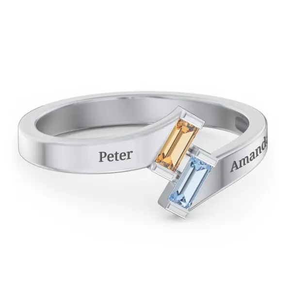 Jewlr Engravable Slanted Baguette Ring