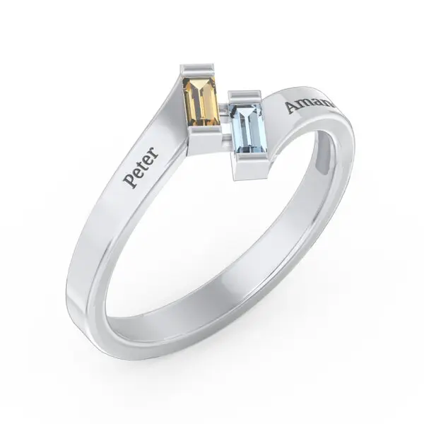 Jewlr Engravable Slanted Baguette Ring