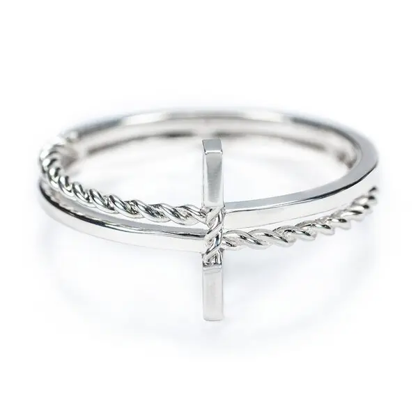 Jewlr Twisted Cross Ring With Double Band