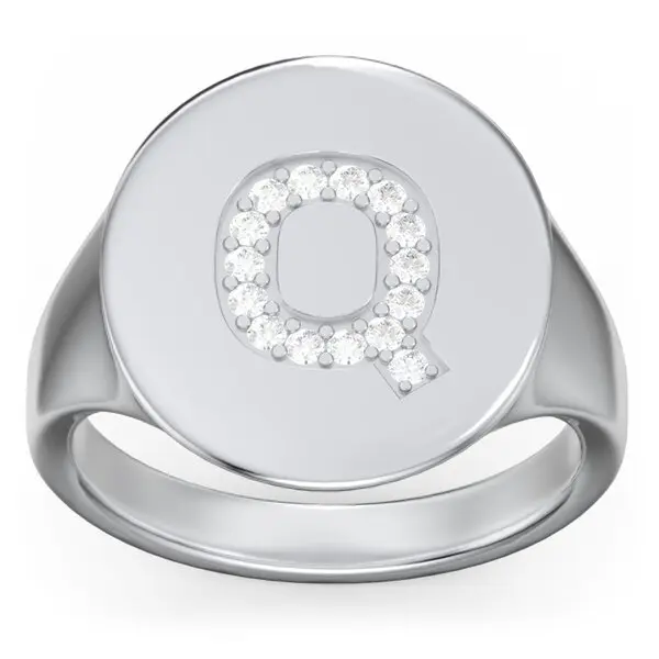 Jewlr Pavé Initial Signet Ring Q