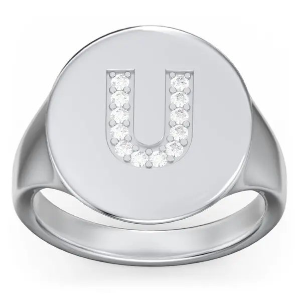 Jewlr Pavé Initial Signet Ring U