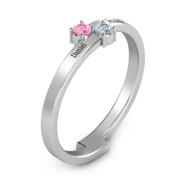 Jewlr Diagonal Dazzle Ring With 2-3 Gemstones