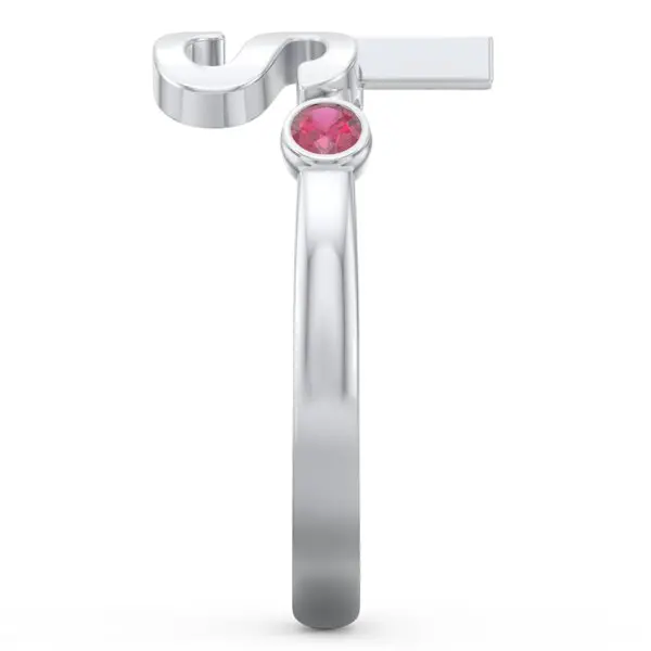 Jewlr Double Initial Open Cuff Ring With Birthstones