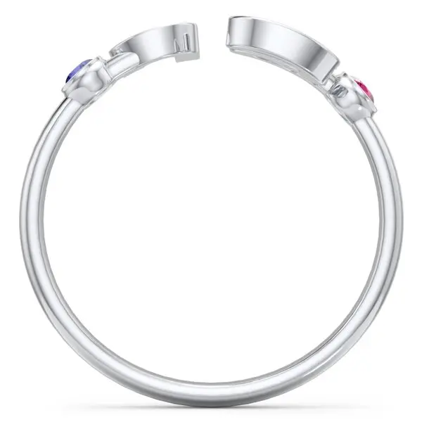 Jewlr Double Initial Open Cuff Ring With Birthstones