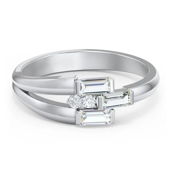 Jewlr Engravable 3 Baguette Gemstone Ring With Accents