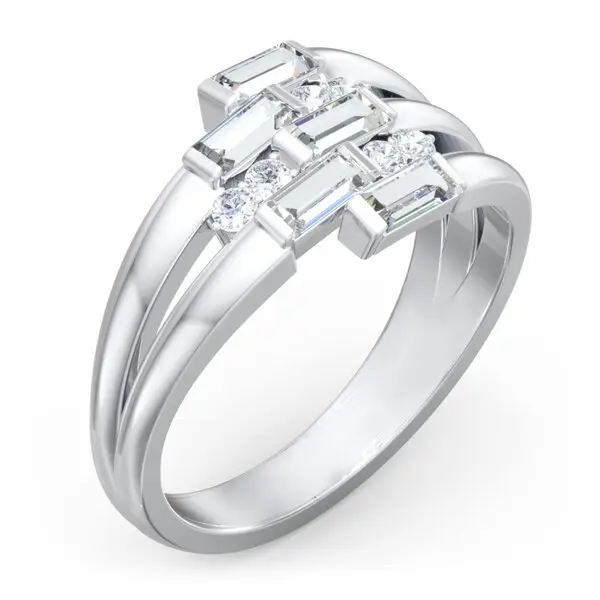 Jewlr Engravable 5 Baguette Gemstone Ring With Accents