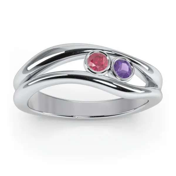 Jewlr Curved 2 Bezel-set Round Birthstone Ring