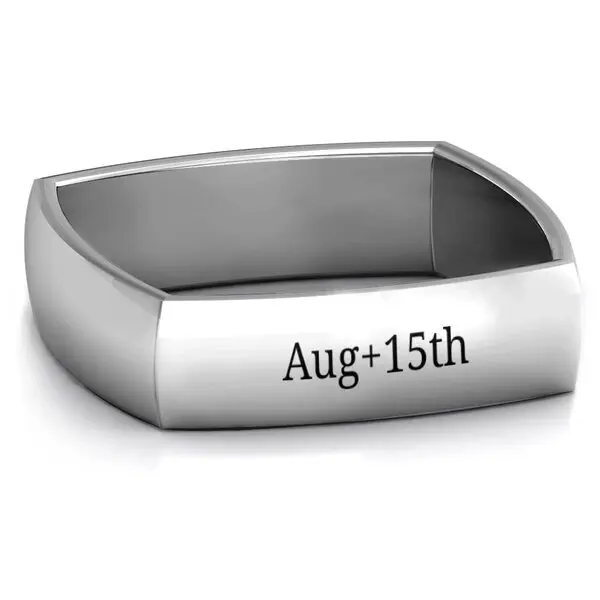 Jewlr Square Comfort-fit Band - Sterling Silver