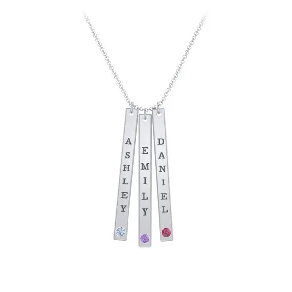 Jewlr Multi Vertical Birthstone Bar Pendant 3 Bar