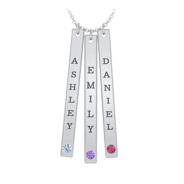 Jewlr Multi Vertical Birthstone Bar Pendant 3 Bar